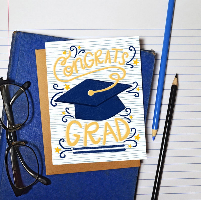 Congrats Grad Graduation Card Class of 2019 Cap and Gown | Etsy