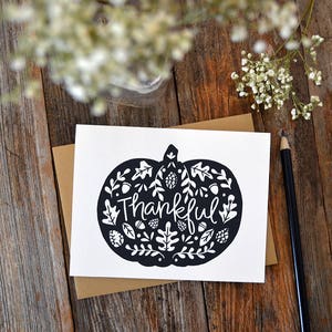 Fall Note Card Set Thankful Happy Fall Hello Autumn Black - Etsy