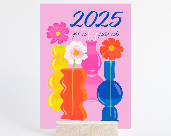 2025 Calendar With Block Stand Display, DOUBLE Sided, 5x7 Mini Calendar ...