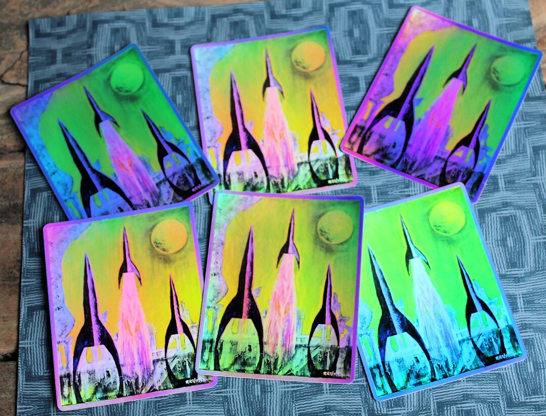 Sci-fi, Rocket-ships Holographic Sticker - "discarded Planet". - Etsy