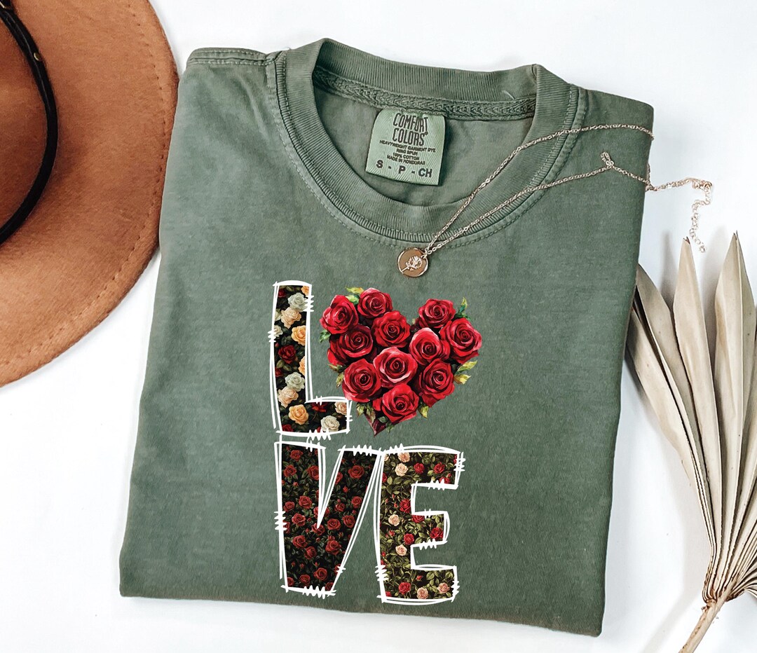Comfort Colors® Love Heart Shirt, Valentines Shirt, Retro Love Shirt ...