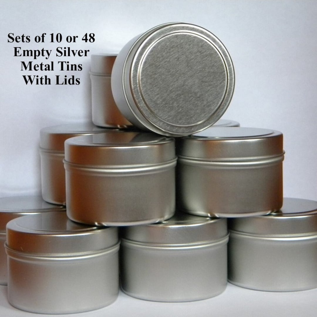 Empty Metal Tins With Lids, 4 Oz Tins Sets of 10 or 48, Round Tins ...