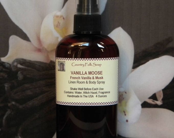VANILLA MOOSE Body Spray, Vanilla Room Spray, French Vanilla Musk Linen ...