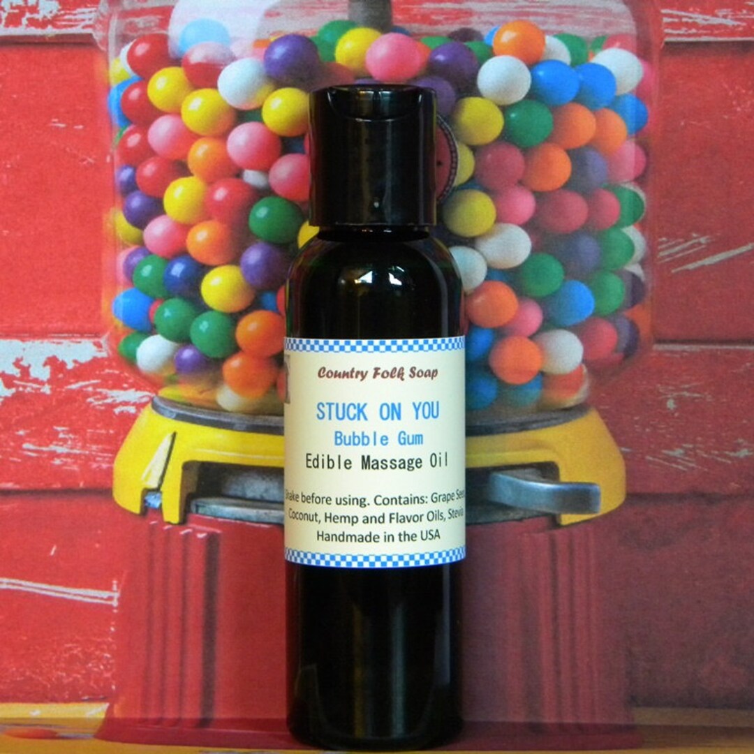 Romantic Massage Oil STUCK ON YOU Bubble Gum Edible Sensual Massage Oil ...
