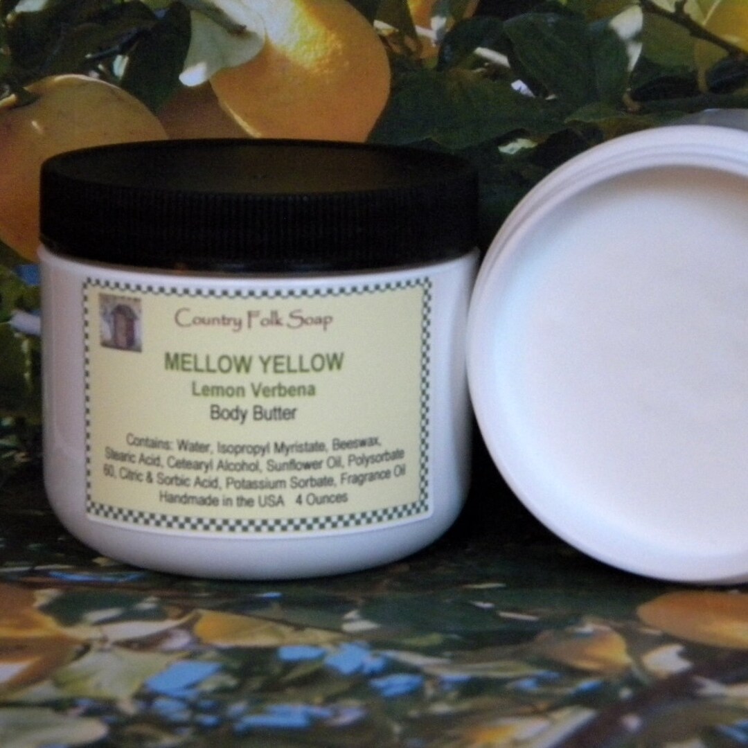 MELLOW YELLOW Lemon Verbena Scented Body Butter Cream, Hypoallergenic ...