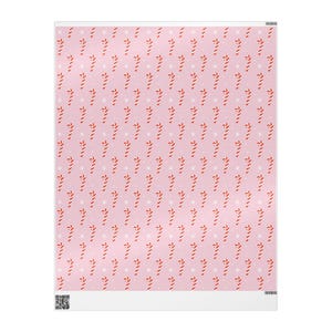 Candy Cane Wrapping Paper Roll Pink Secret Santa Holiday Gift Wrap ...
