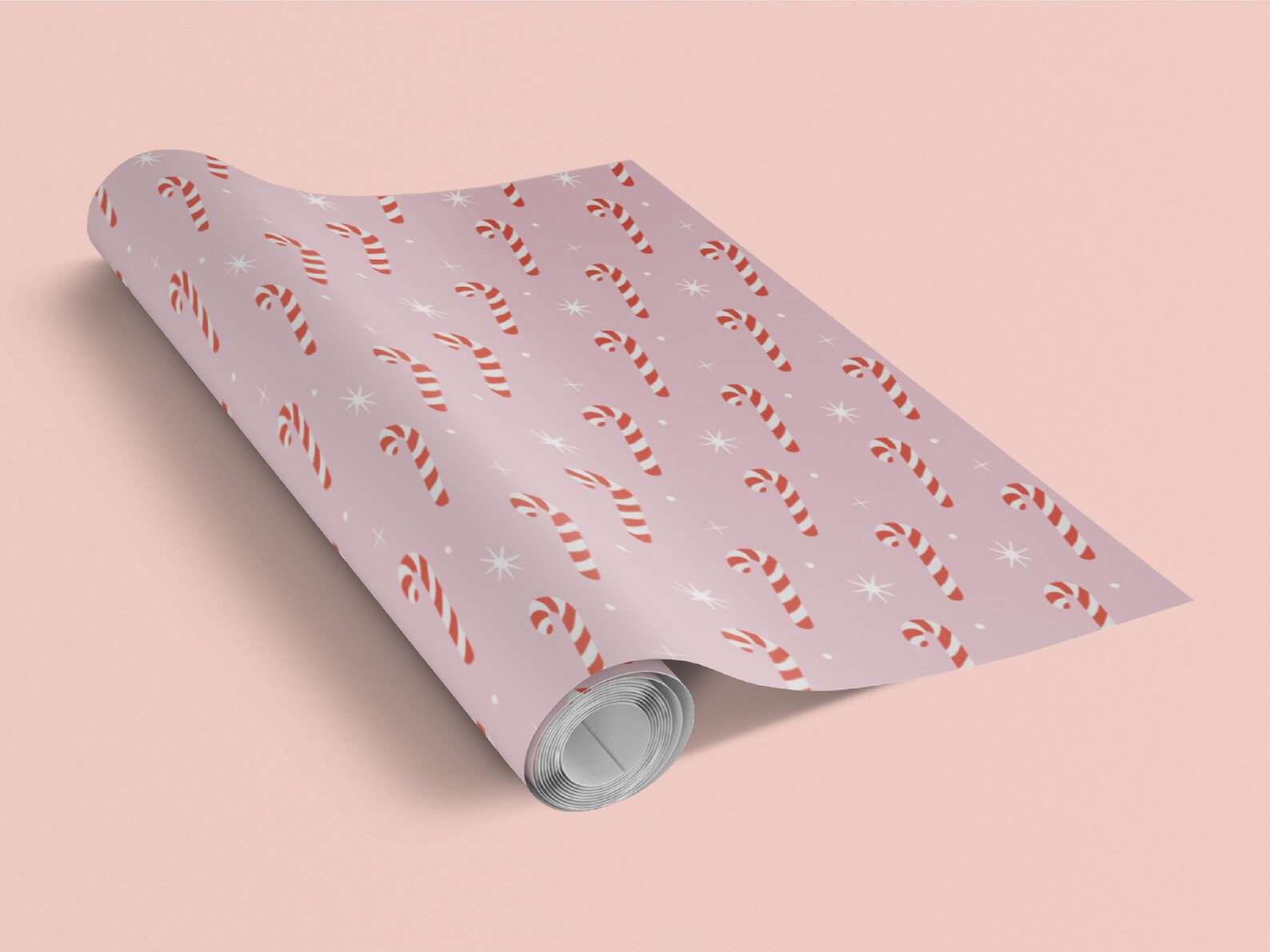 Candy Cane Wrapping Paper Roll Pink Secret Santa Holiday Gift Wrap ...