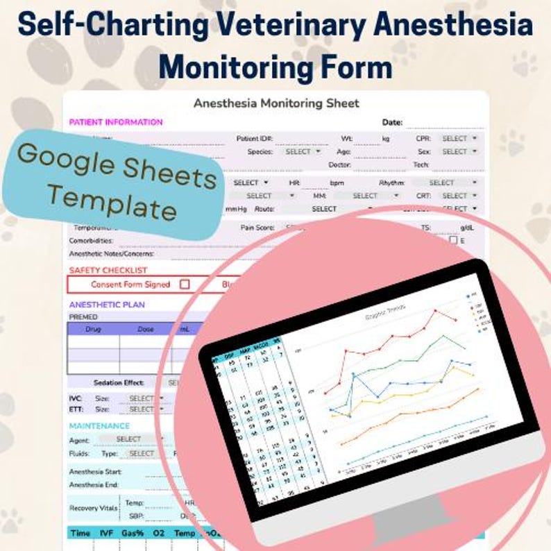 Anesthesia Sheet Template Self-charting Veterinary - Etsy