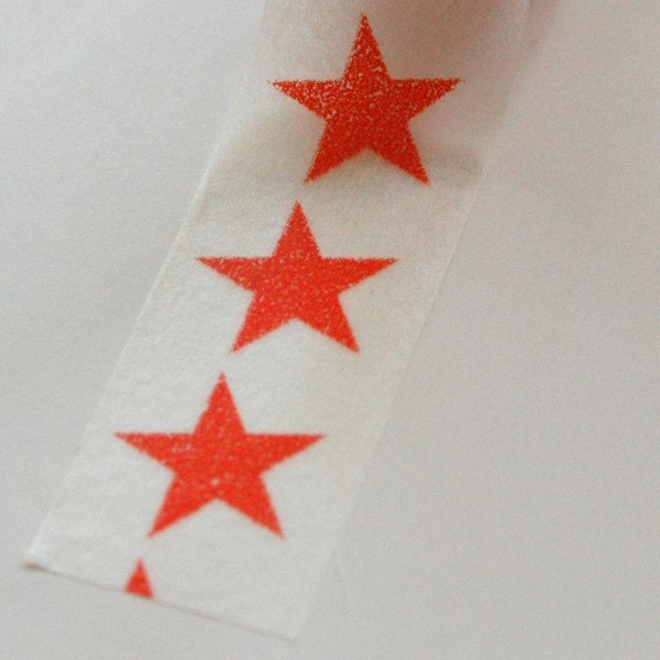 Washi Tape 15mm Coral Large Stars on White Pattern Deco - Etsy