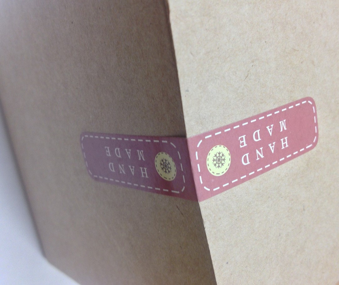 Set of 24 - Packaging Stickers or Labels - Brick Color Handmade Phrase ...