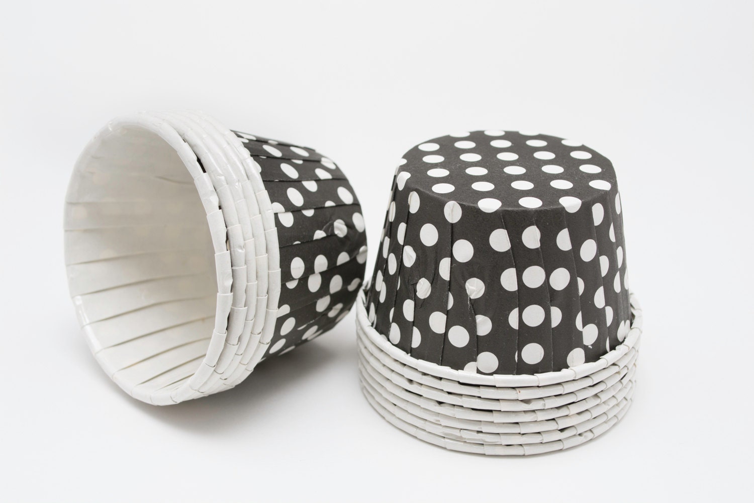 Polka Dot Nut or Portion Paper Baking Cups - Black and White - Set of ...