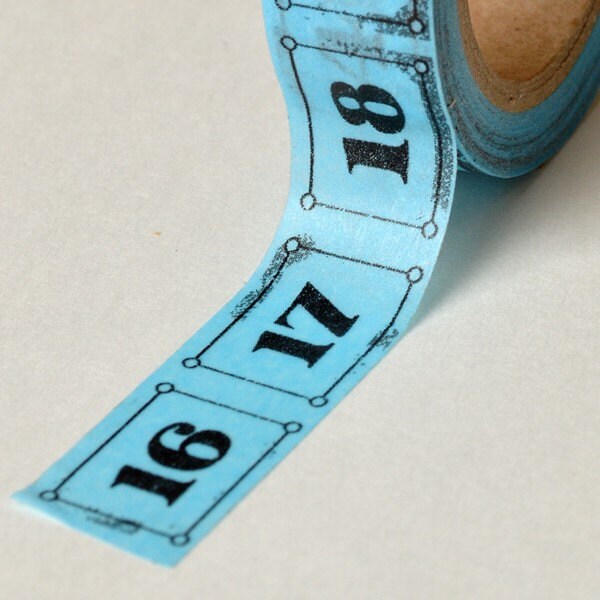 Washi Tape 15mm Vintage Numbers on Blue Deco Paper Tape | Etsy