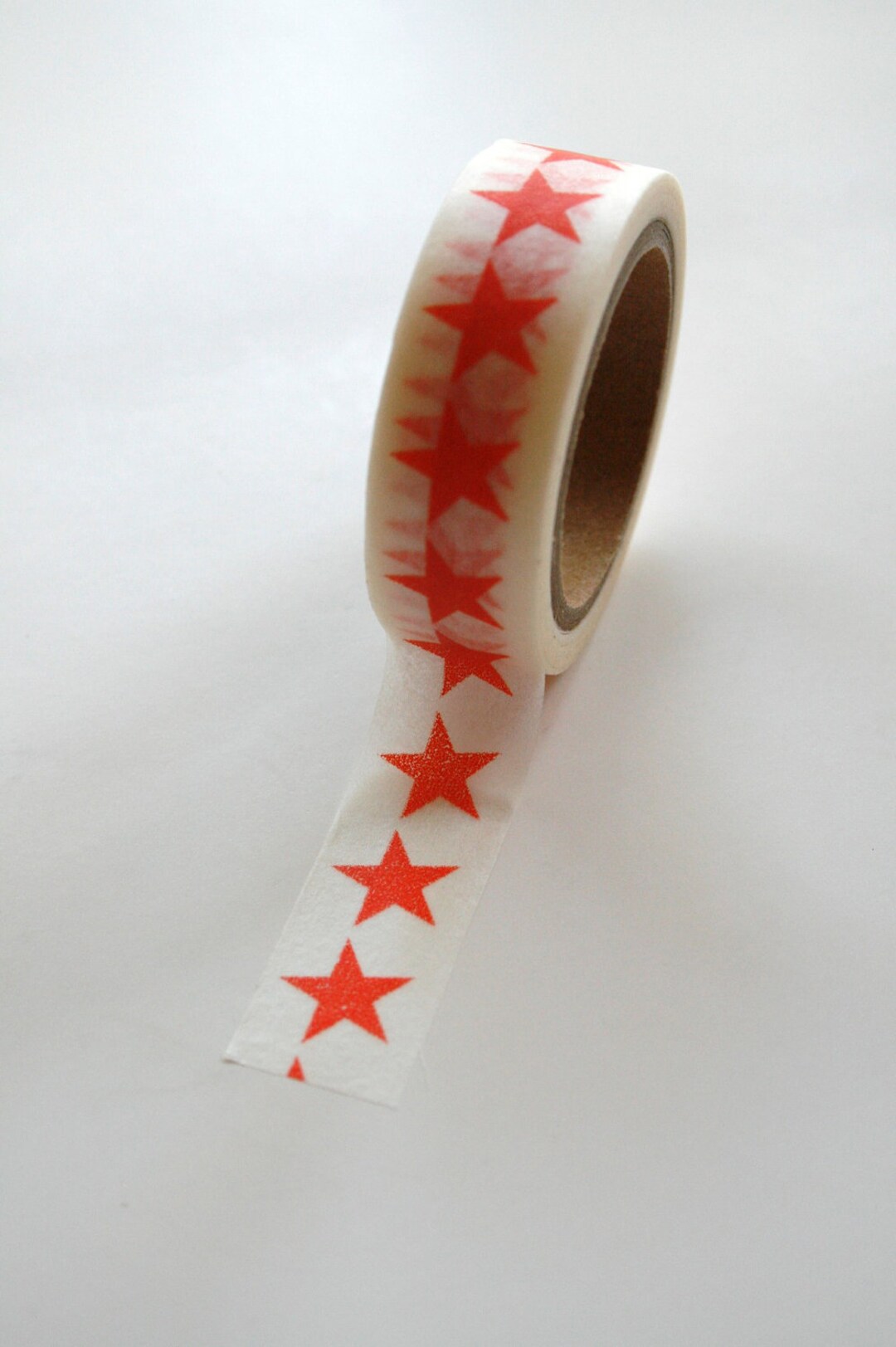 Washi Tape - 15mm - Coral Large Stars on White Pattern - Deco Paper ...