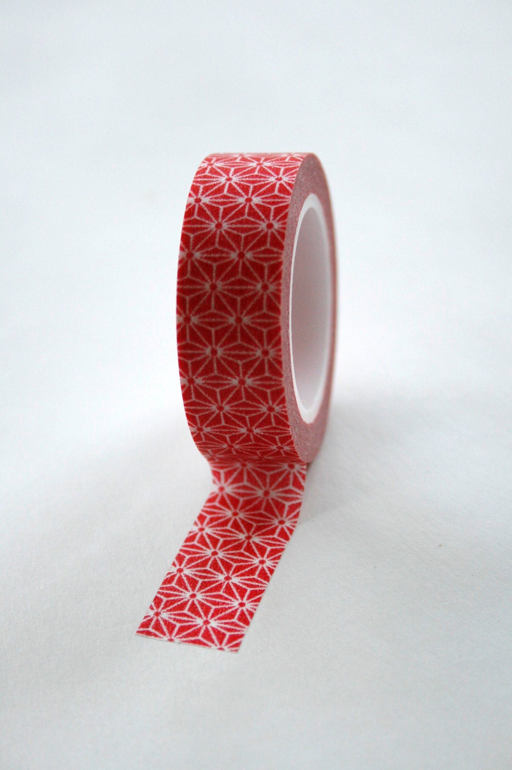 Washi Tape - 15mm - Bright Red and White Geometric Pattern - Deco Paper ...