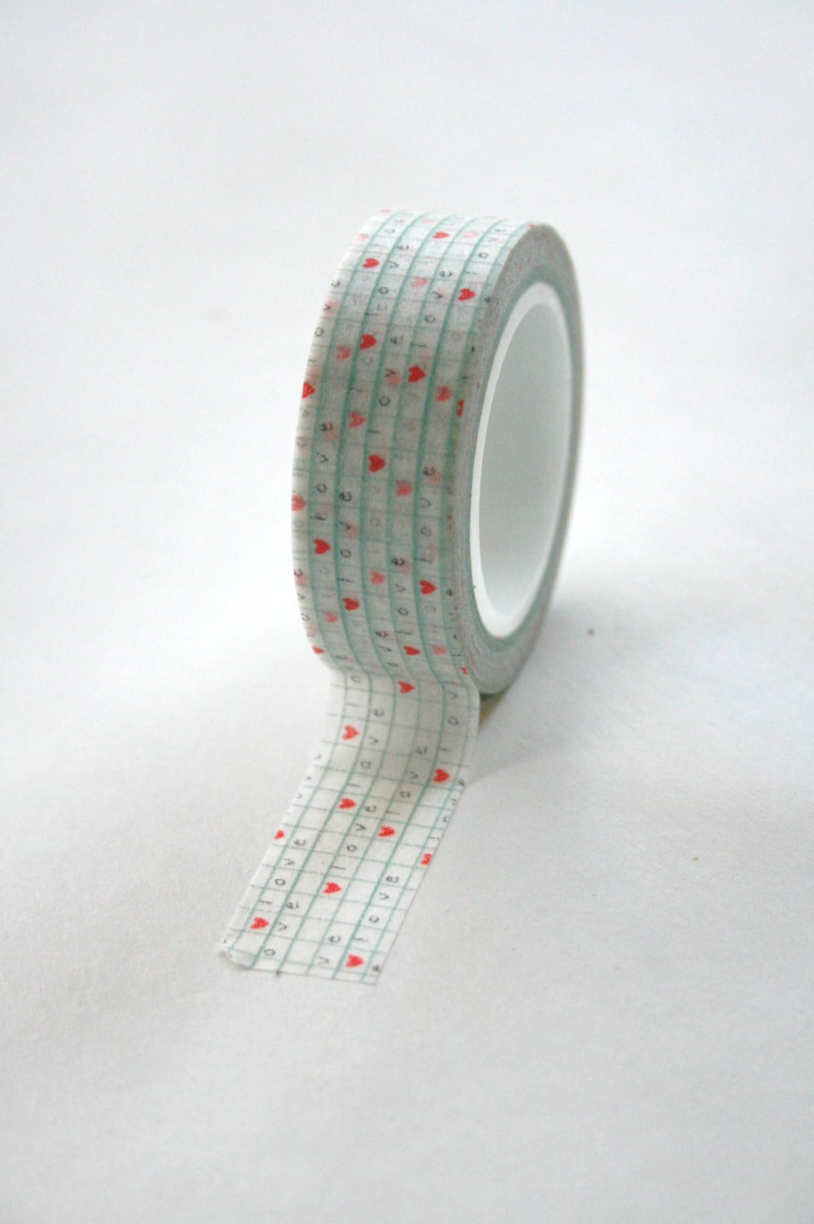 Washi Tape 15mm Blue Grid and Heart L O V E Love Pattern | Etsy