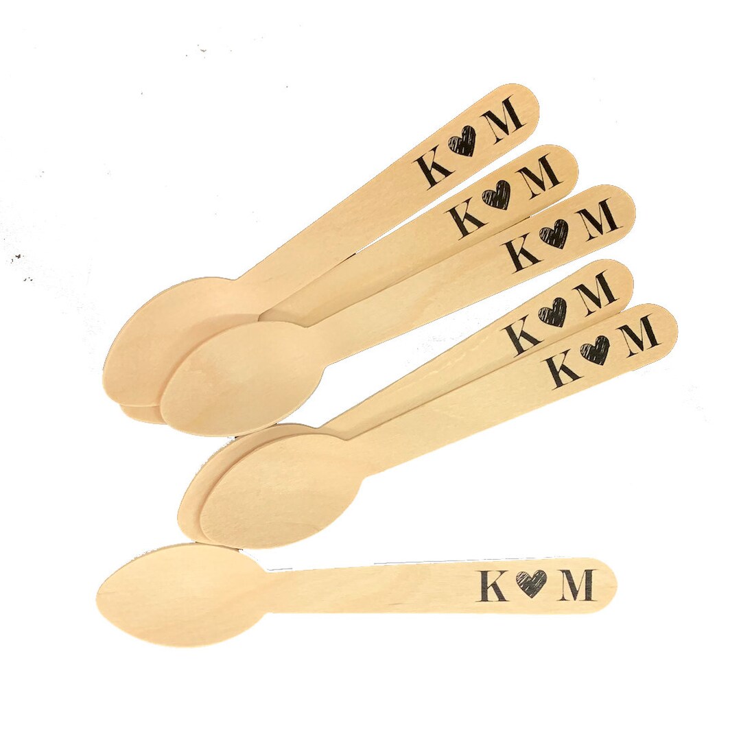 Personalized Wooden Utensils - Monogram With Heart or Ampersand Design ...