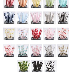 600 Printed Design Paper Straws With Editable PDF File - Stripes and ...