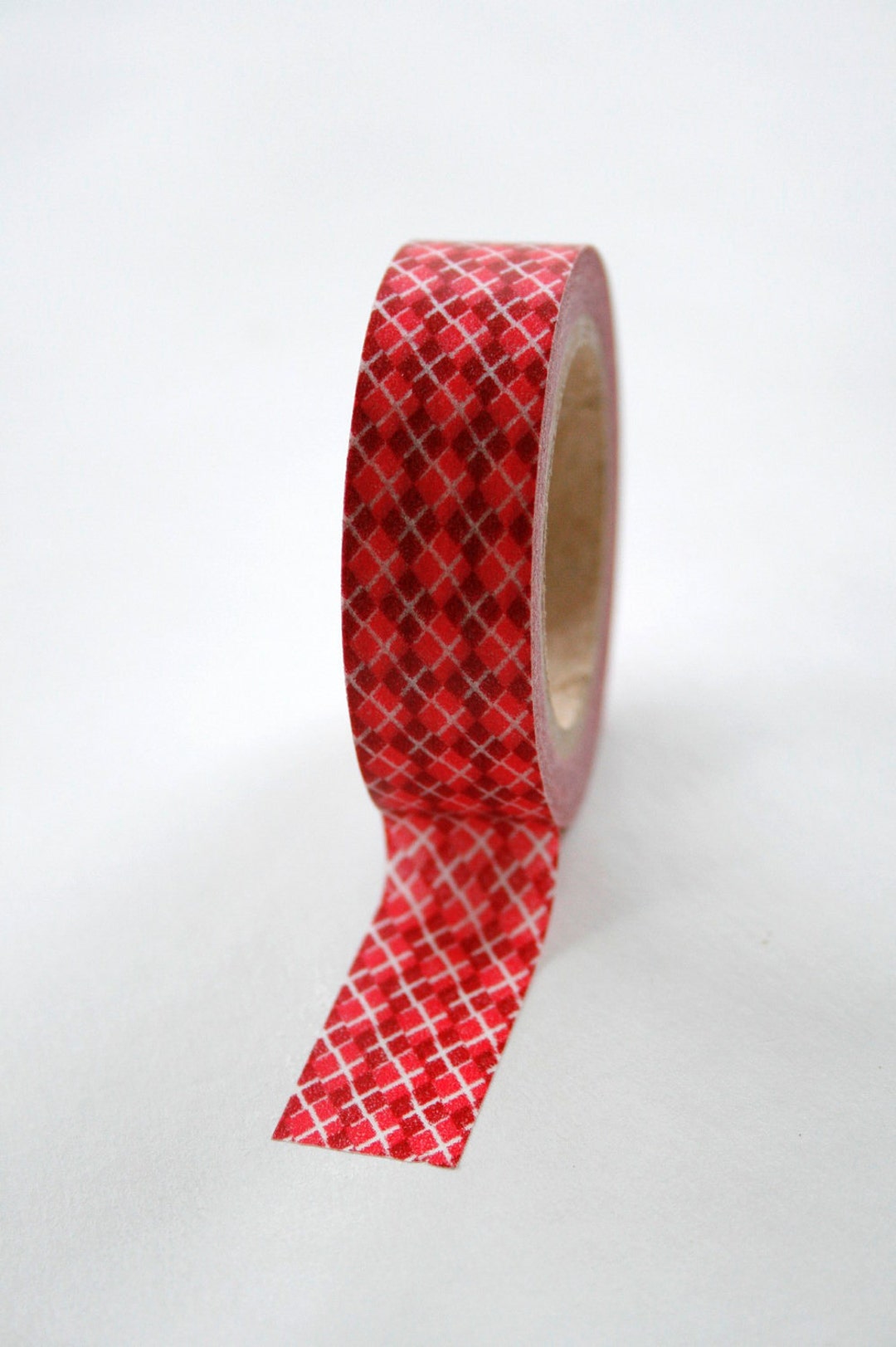 Washi Tape - 15mm - Red Argyle on White - Deco Paper Tape No. 100 - Etsy