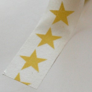 Washi Tape 15mm Yellow Large Stars on White Pattern Deco Paper Tape No ...