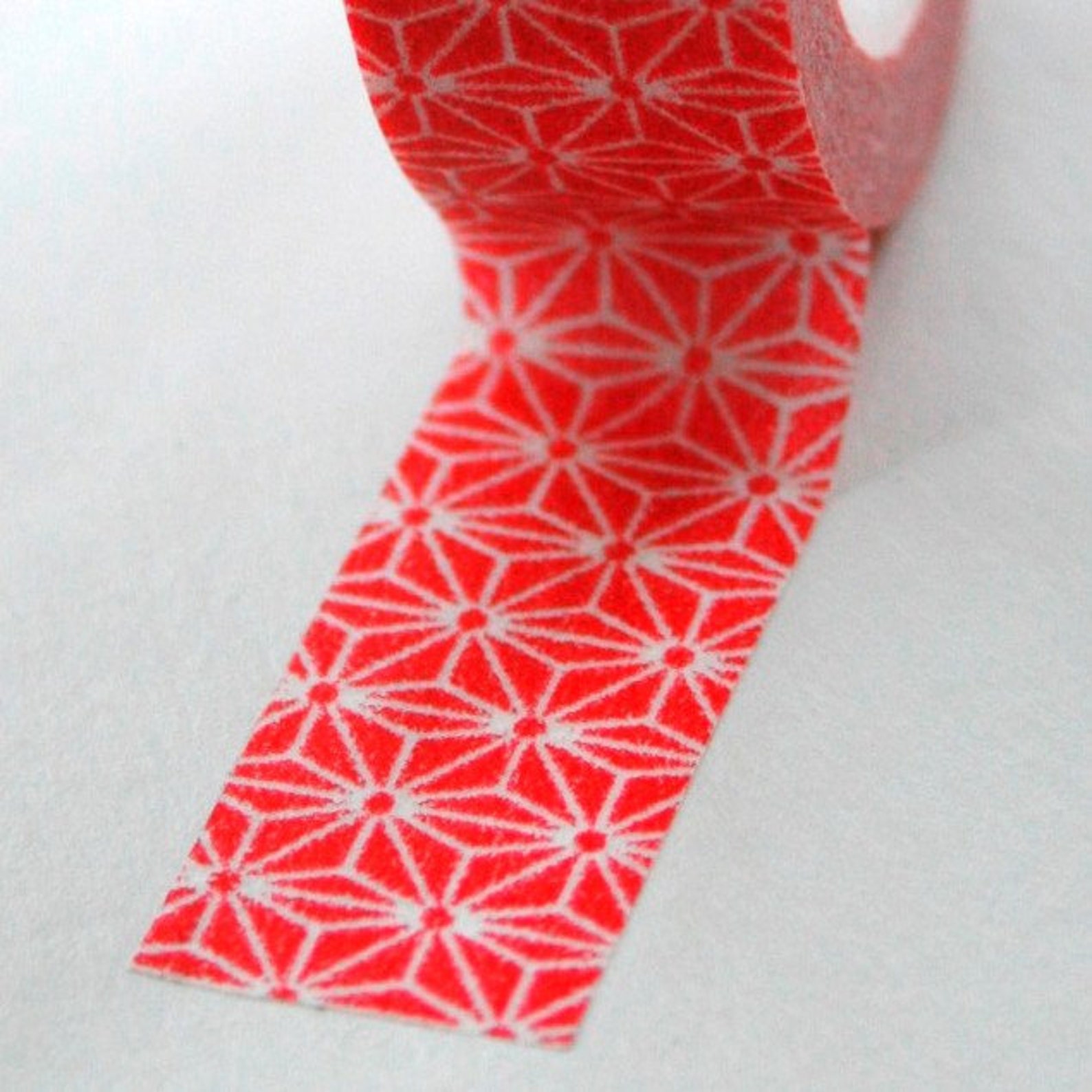 Washi Tape - 15mm - Bright Red and White Geometric Pattern - Deco Paper ...