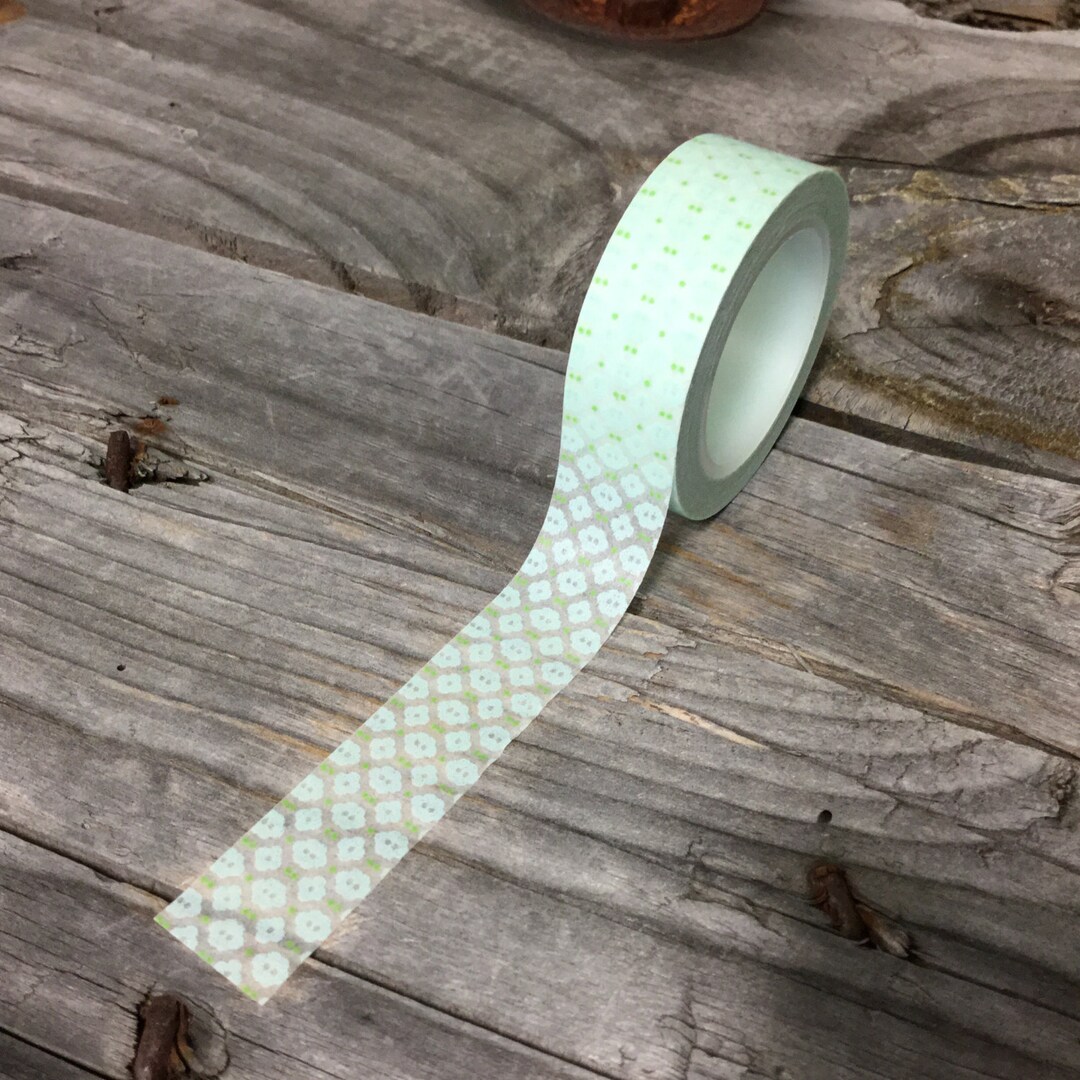 Washi Tape - 15mm - Baby Blue and Green Geometric Pattern on White ...