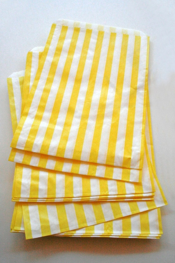 Set of 250 Traditional Sweet Shop Yellow Stripe Paper Bags - Etsy