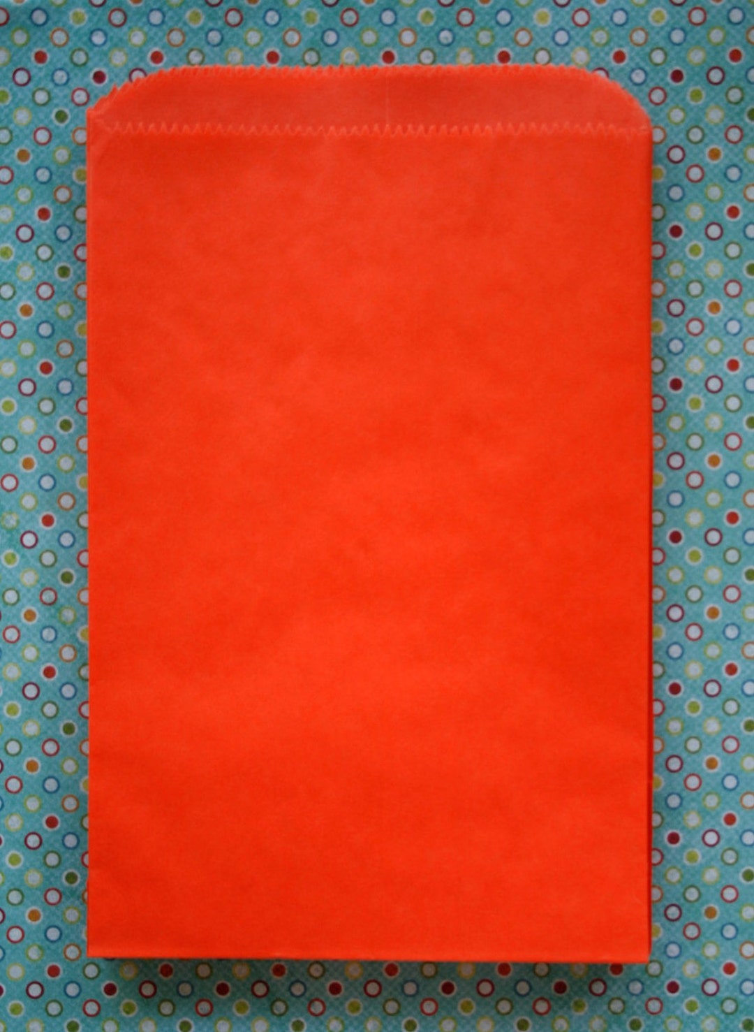Set of 100 - Orange Flat Paper Merchandise Bags - 6.25 X 9.25 Inches ...