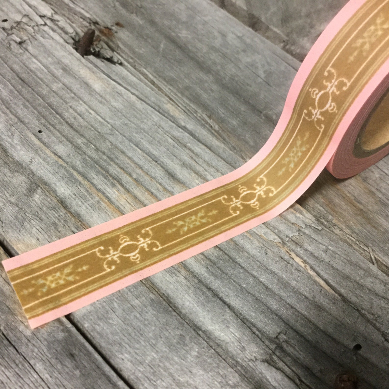 Washi Tape 15mm Brown Vintage Decorative Design On Light - Etsy