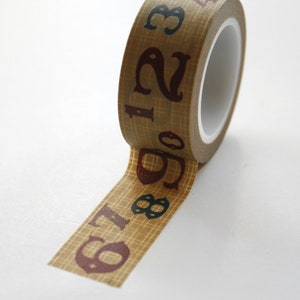 Washi Tape - 20mm - Americana Numbers on Khaki Plaid - Deco Paper Tape ...