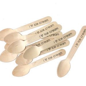 Party Sets - Printed Wooden Spoons, Labels and White Ice Cream Cups ...