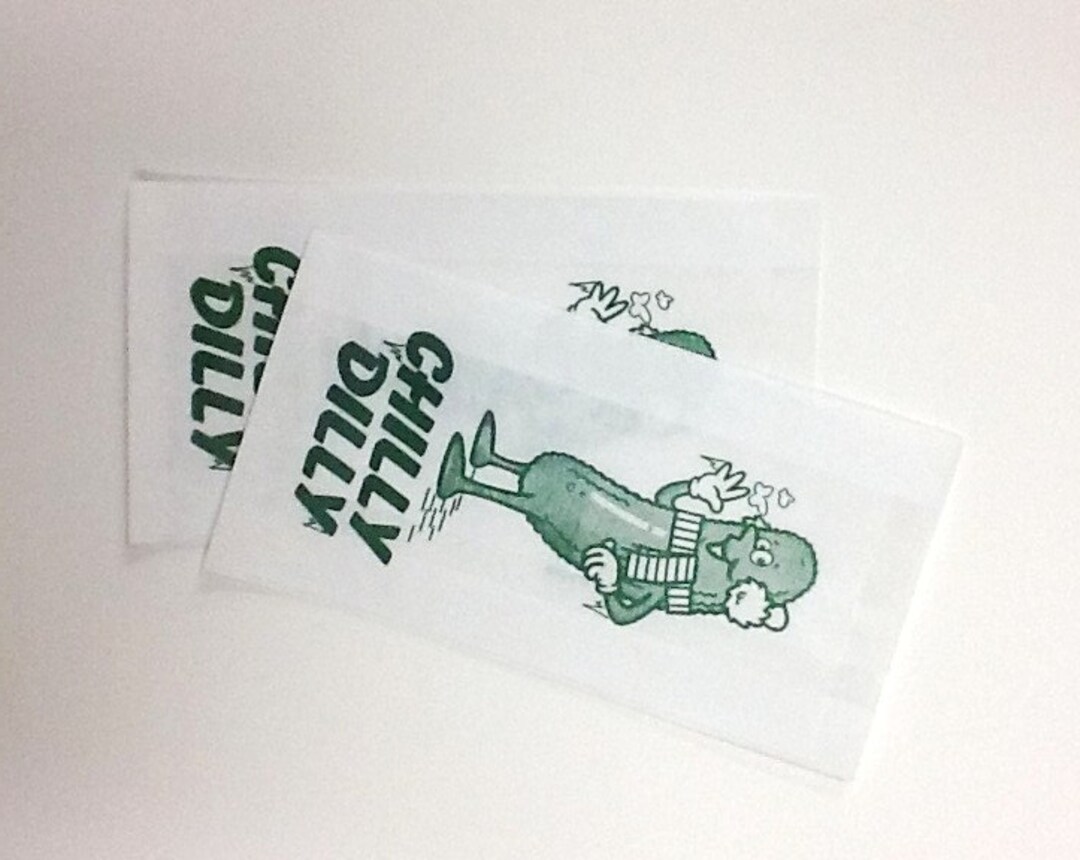 Vintage Style Chilly Dilly Pickle Bags - Green on White - Gusseted Bags ...
