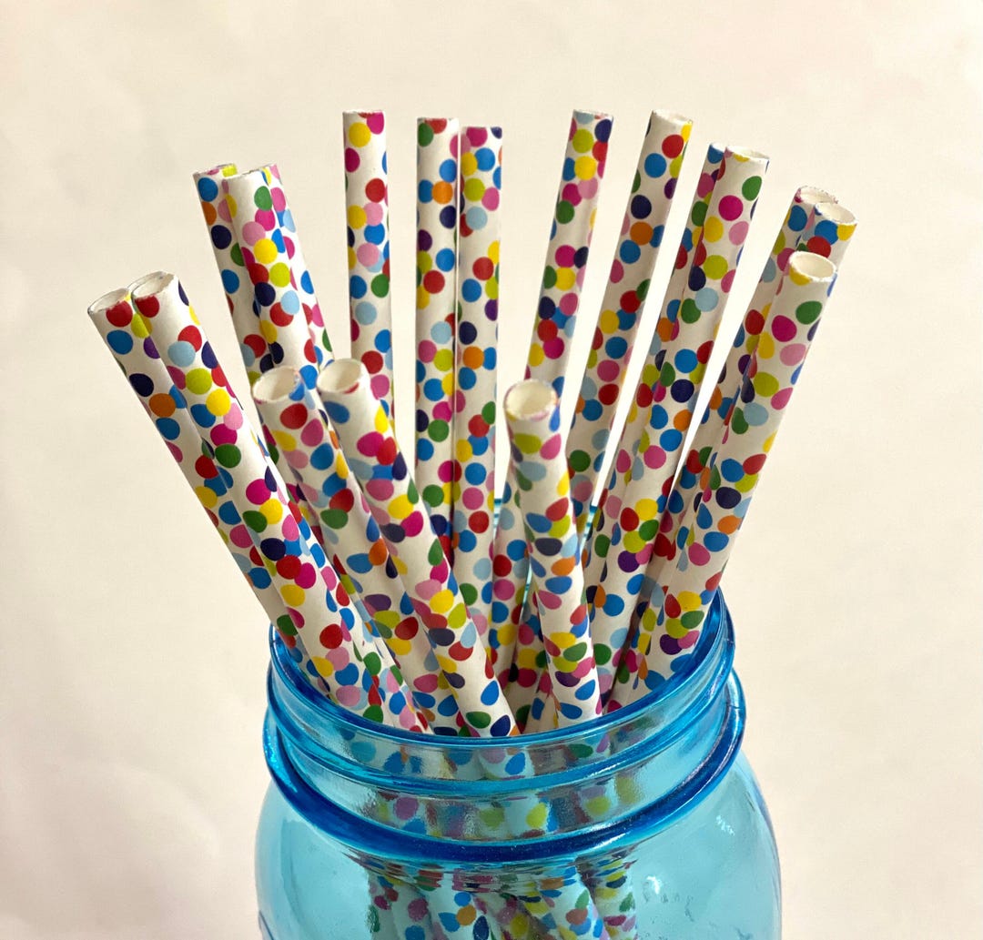 Multi Color Mini Dot Confetti Paper Straws - Perfect for Parties ...