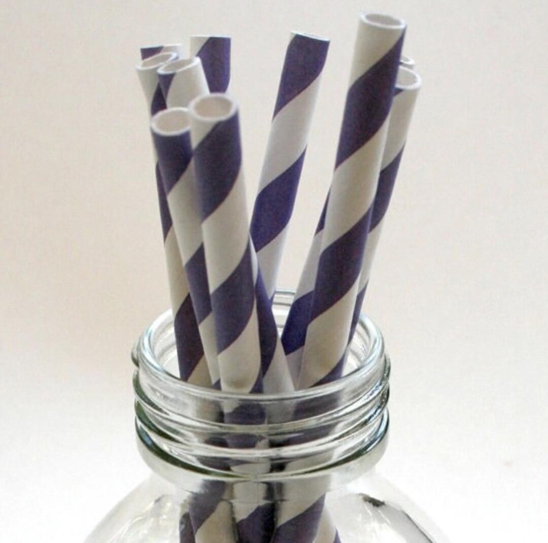 Purple Stripe Pattern Paper Straws - Perfect for Parties or Weddings ...