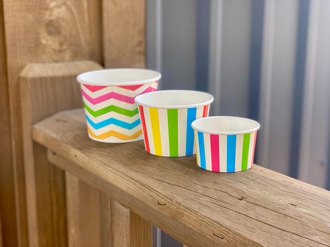 Rainbow Pattern Froyo Bowls! - Ice Cream Cups - Choose Your Quantity ...