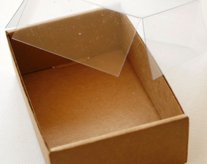 Heavy Kraft Cardboard Boxes Set of 10 - Clear Top - 3-5/8" X 2-3/4" X 1 ...