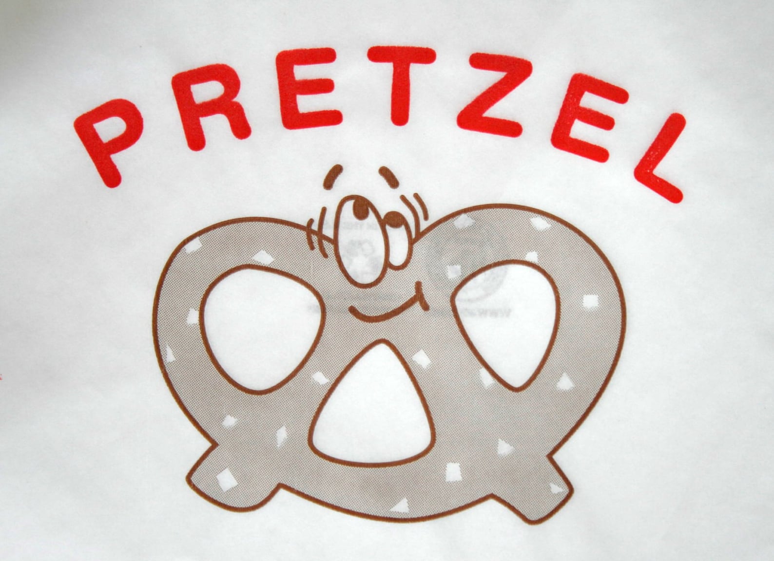 Vintage Style Happy Pretzel Bags - White With Brown and Red Print ...