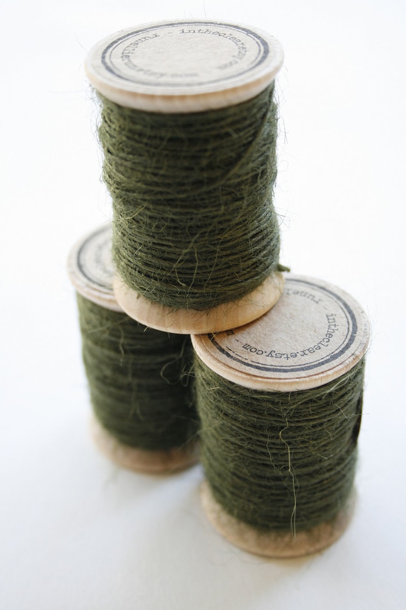 Burlap Twine 30 Yards on Wooden Spool Olive Green Color - Etsy