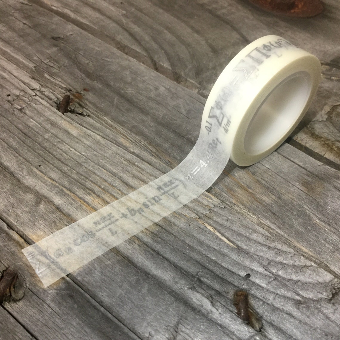 Washi Tape 15mm Metalic Silver Calculus Math on White | Etsy