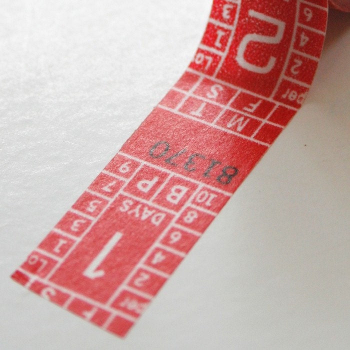 Washi Tape - 15mm - White Number and Letter Pattern on Red - Deco Paper ...