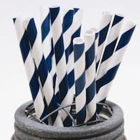 25, 50, 100 X Paper Straws Navy Dark Blue Stripe, Wedding, Theme Party ...