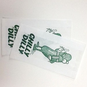 Vintage Style Chilly Dilly Pickle Bags Green on White | Etsy