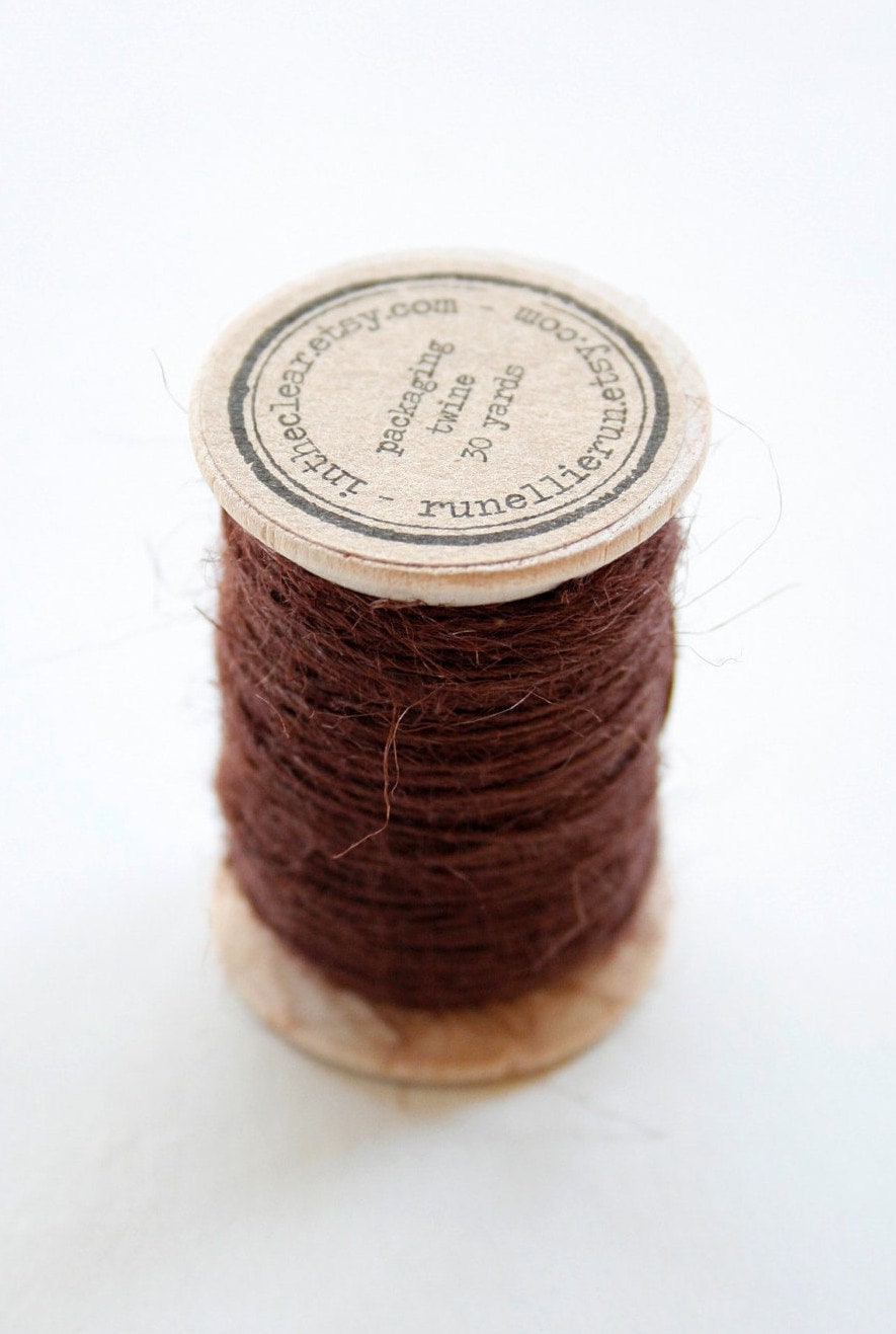 Burlap Twine 30 Yards on Wooden Spool Chocolate Brown | Etsy