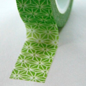 Washi Tape - 15mm - Green and White Geometric Pattern - Deco Paper Tape ...