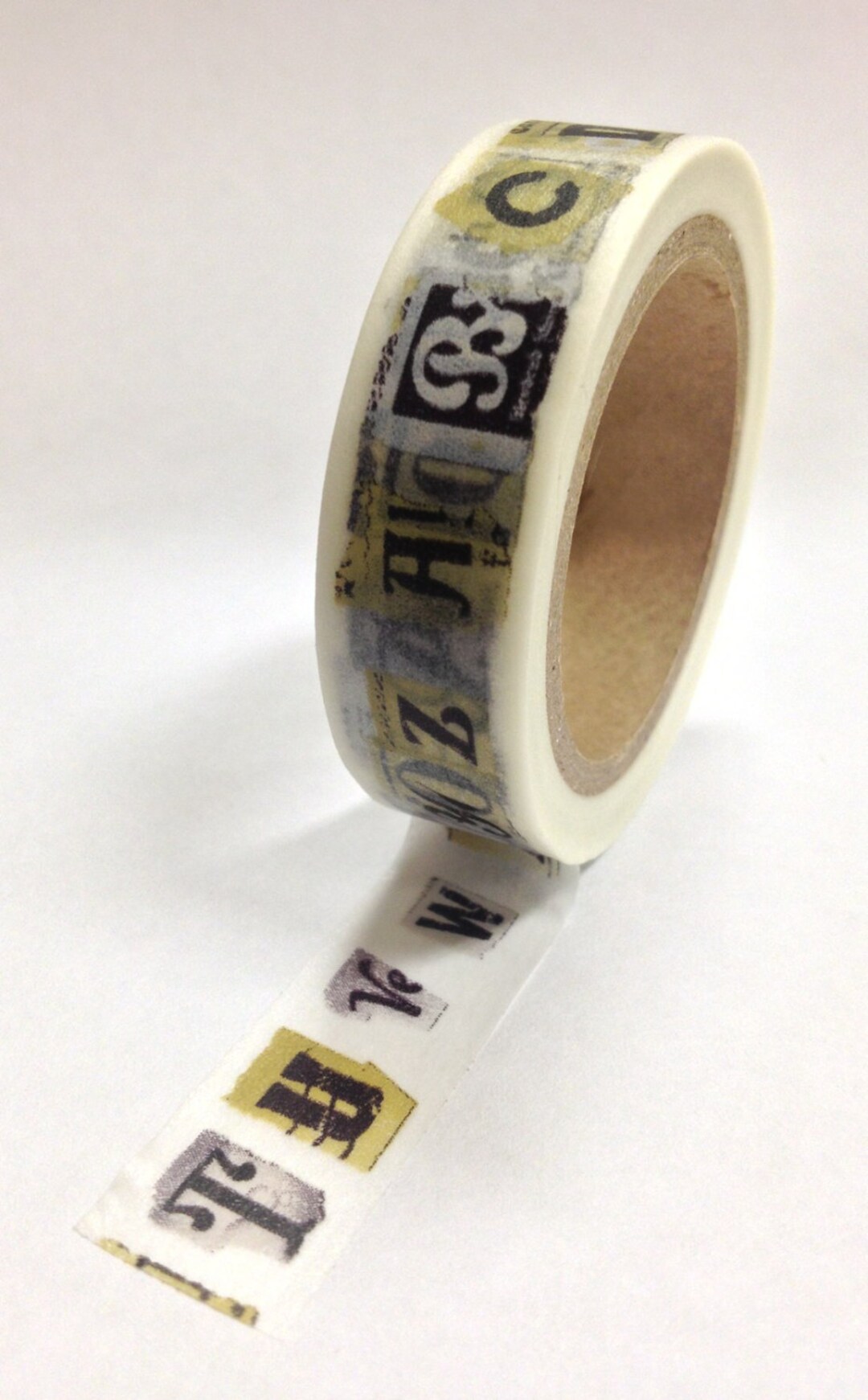 Washi Tape - 15mm - Vintage Style Letters on White - Ransom Note - Deco ...