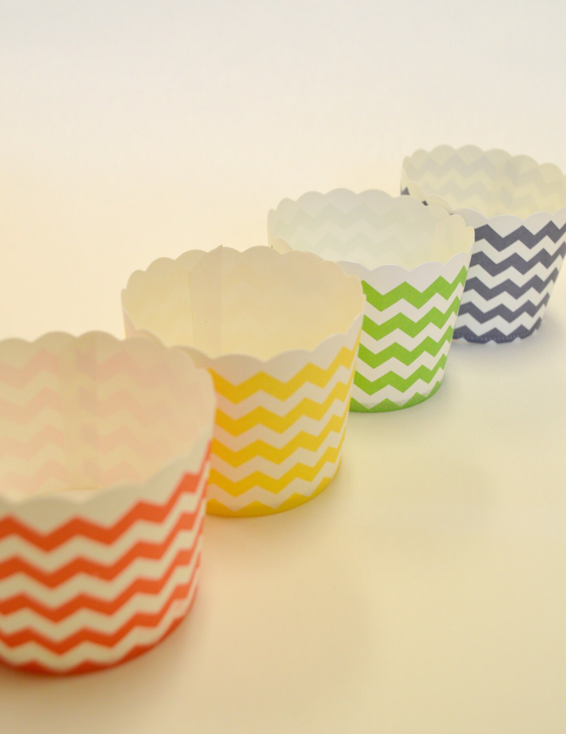 Chevron Nut or Portion Paper Baking Cups With Scalloped Tops - Red and ...