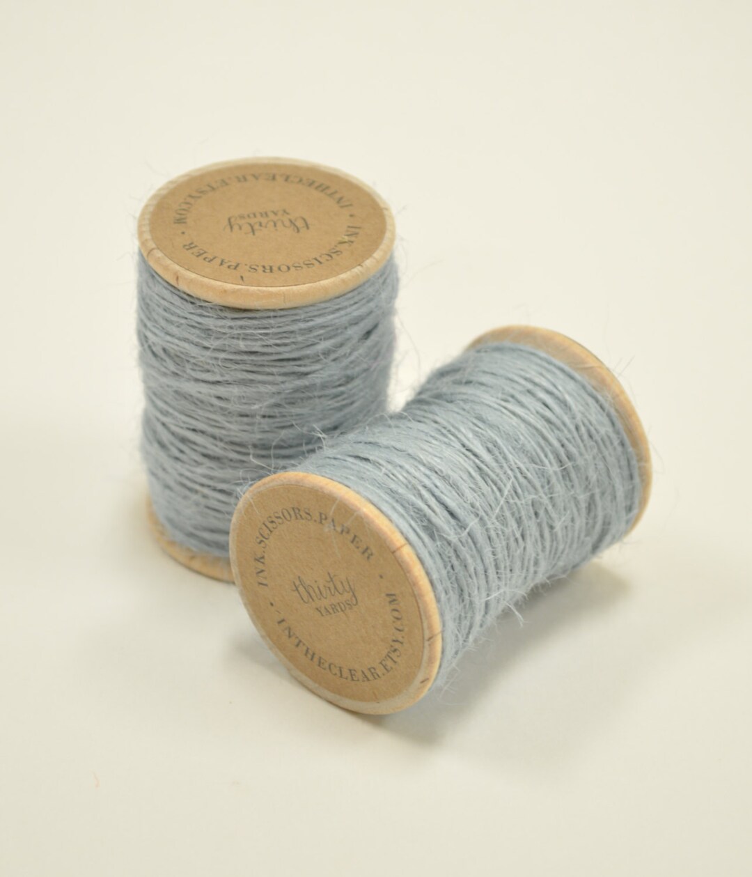 Burlap Twine - 30 Yards on Wooden Spool - Light Blue - Dusty Blue Color ...