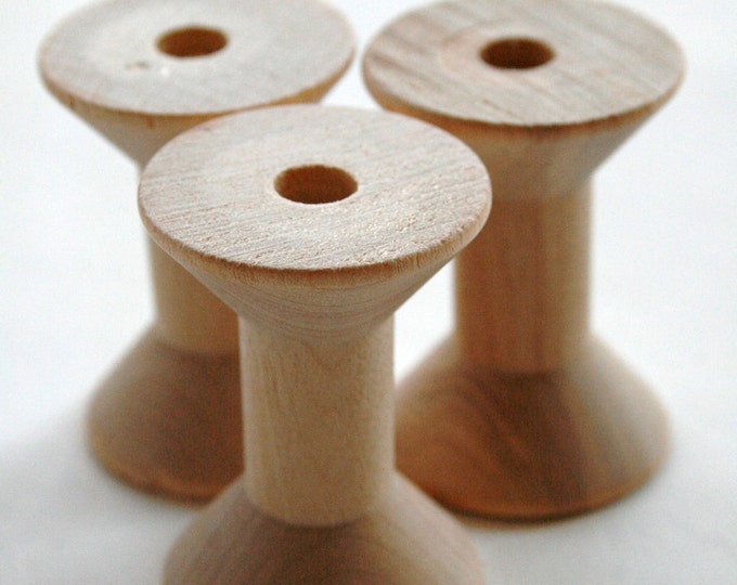Medium Wooden Spools Set of 6 Natural Wood Thread Spools - Etsy