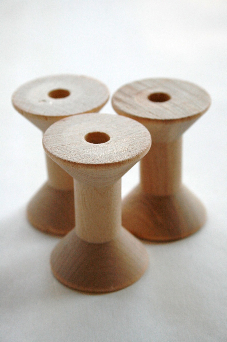 Medium Wooden Spools Set of 6 Natural Wood Thread Spools - Etsy