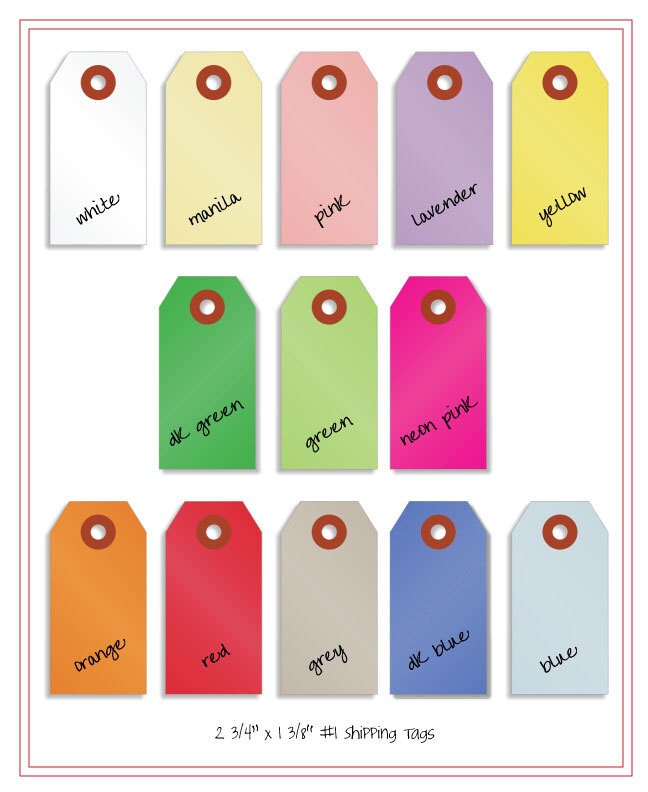 Mini Shipping Paper Tags Twelve Colors Available 1.375 x | Etsy
