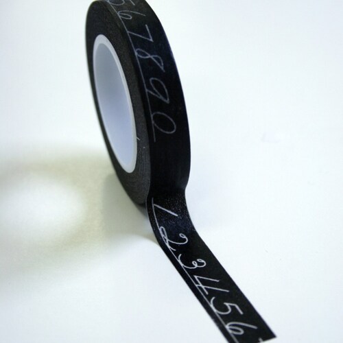 Washi Tape 10mm Numbers Chalkboard Design on Black Paper - Etsy